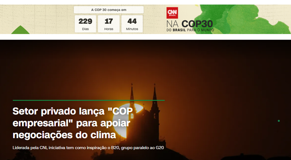 CNN Brasil lança página dedicada à COP30 no portal - Report 360